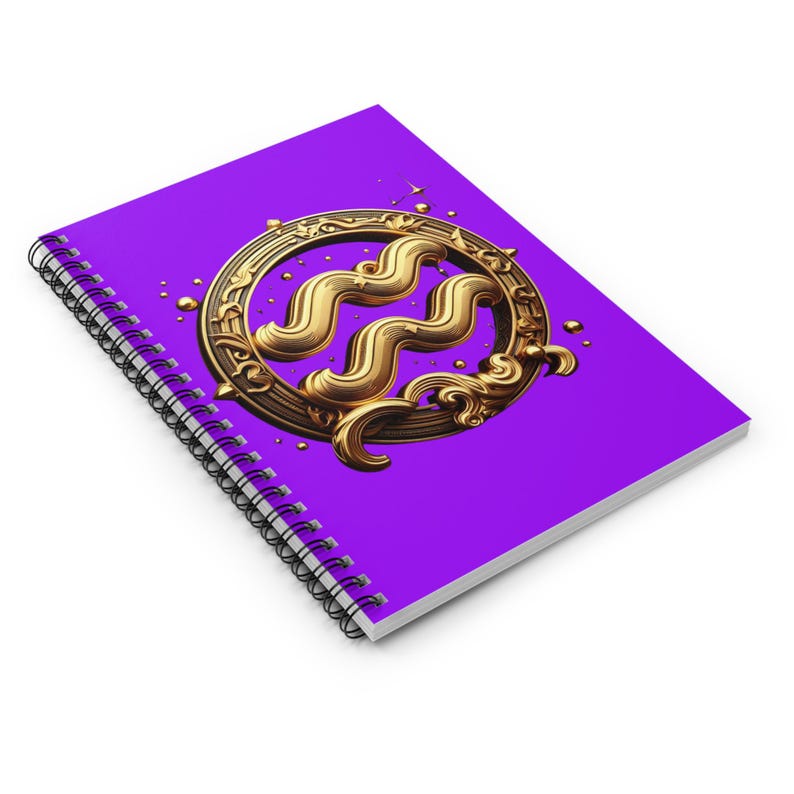 Aquarius symbol Spiral Notebook Violet - Etsy