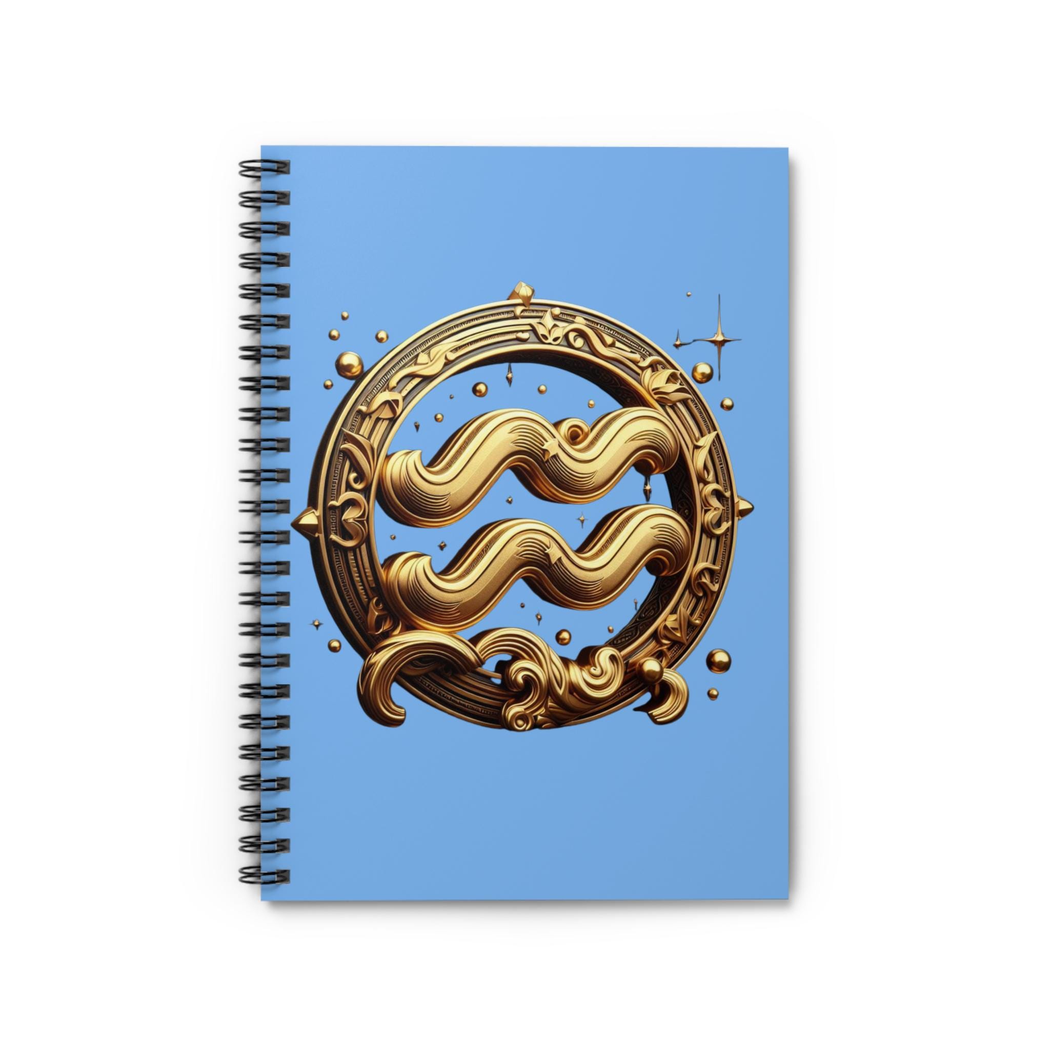 Aquarius symbol Spiral Notebook Light Blue maya Blue - Etsy