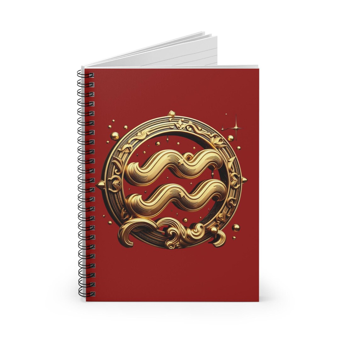 Aquarius symbol Spiral Notebook Cherry Red - Etsy