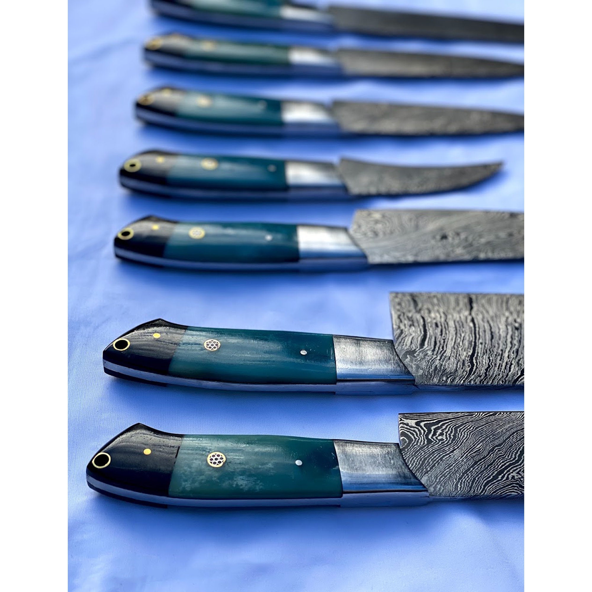 Hand Forged Damascus Steel Chef Set 8 Pieces Kitchen Knives - Etsy