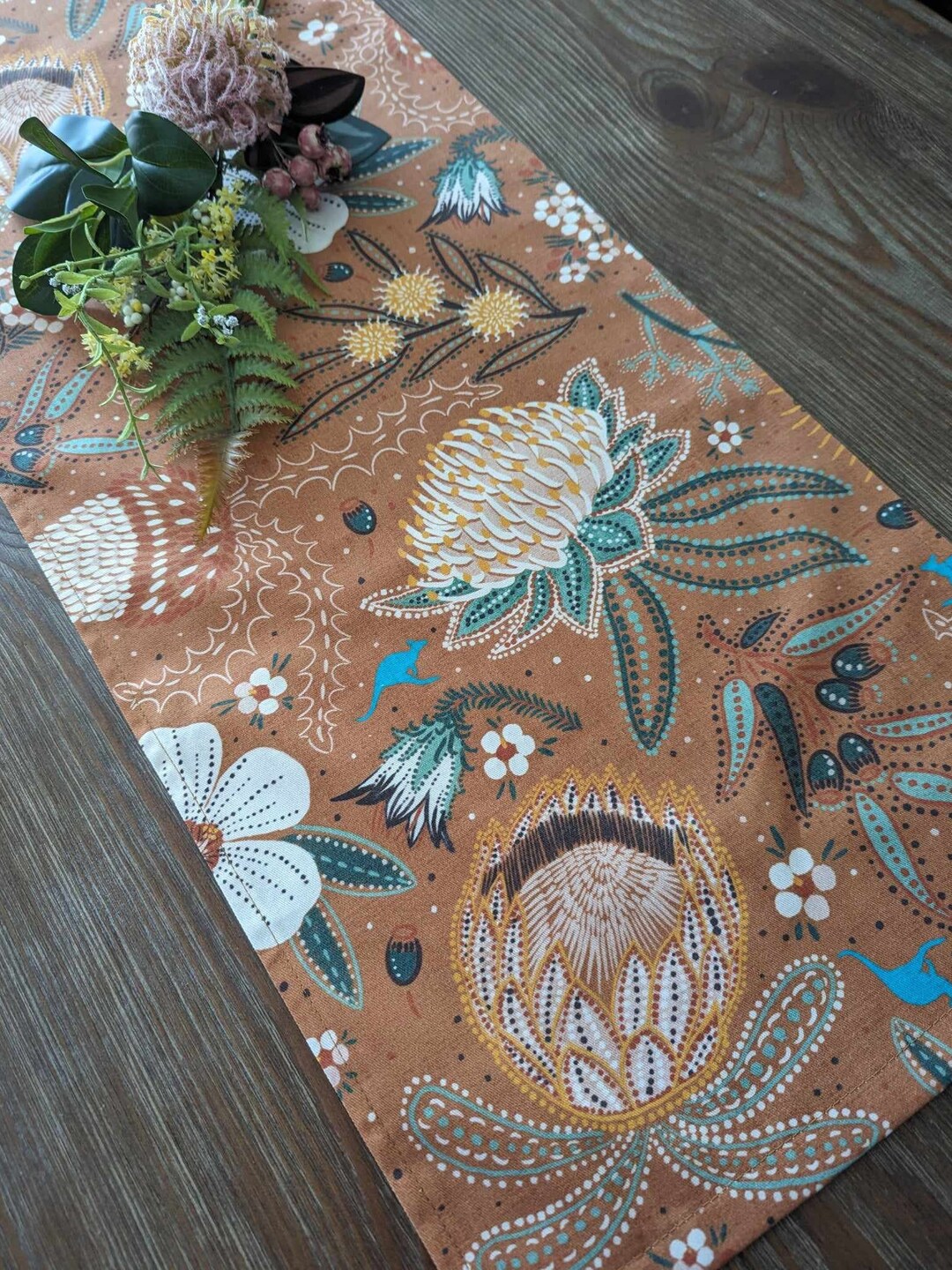 Table Runner Tribal Blooms Table Runner Table Linen Home Décor Handmade ...