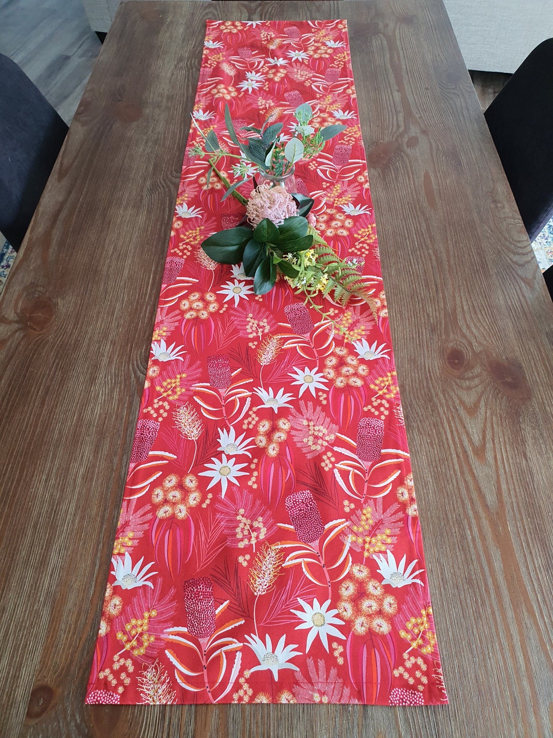 Handmade Cotton Canvas Table Runner: Australian Native Floral Print ...
