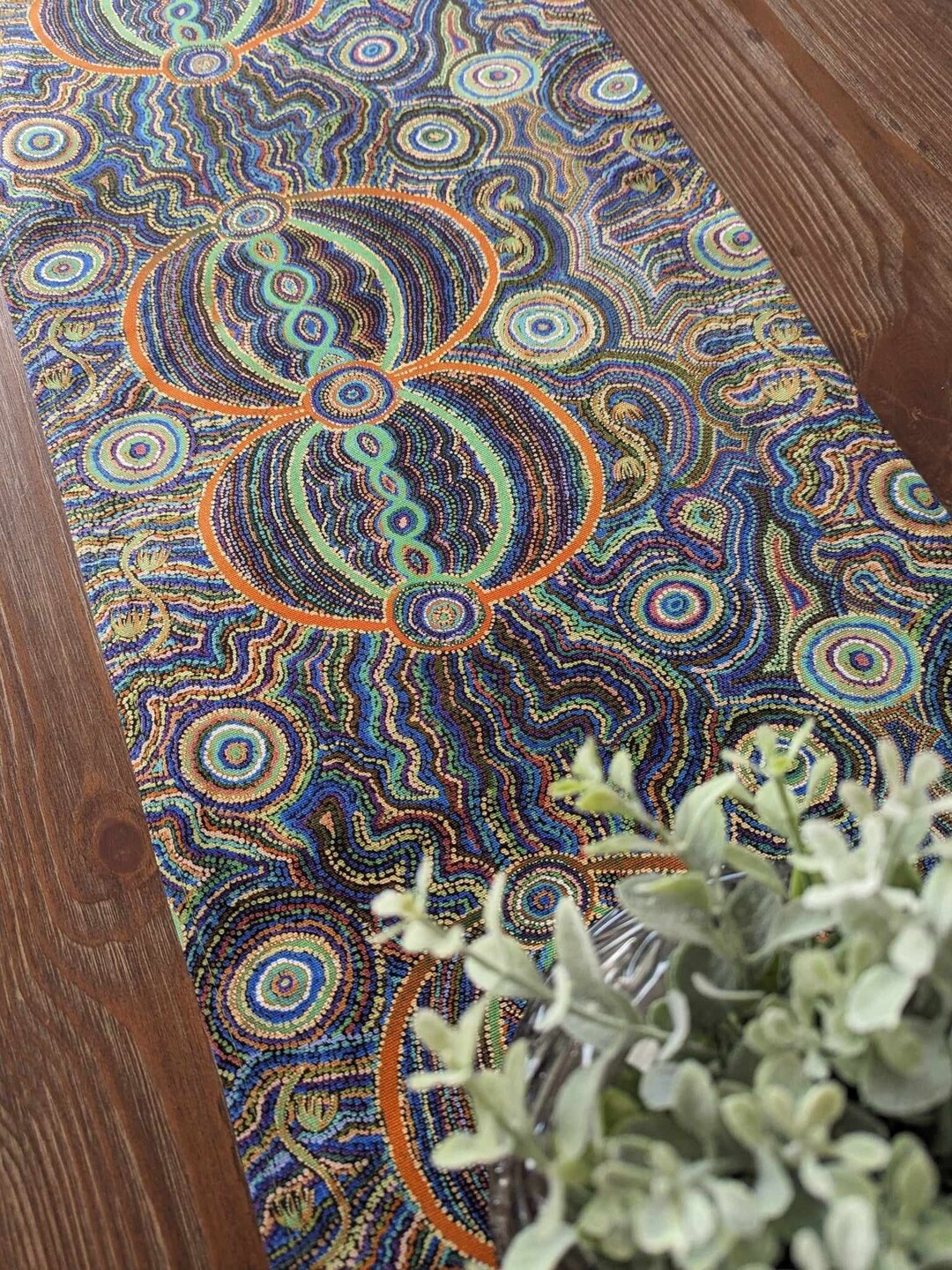 Table Runner Aboriginal Artwork Goanna Dreaming Indigenous Print Cotton ...