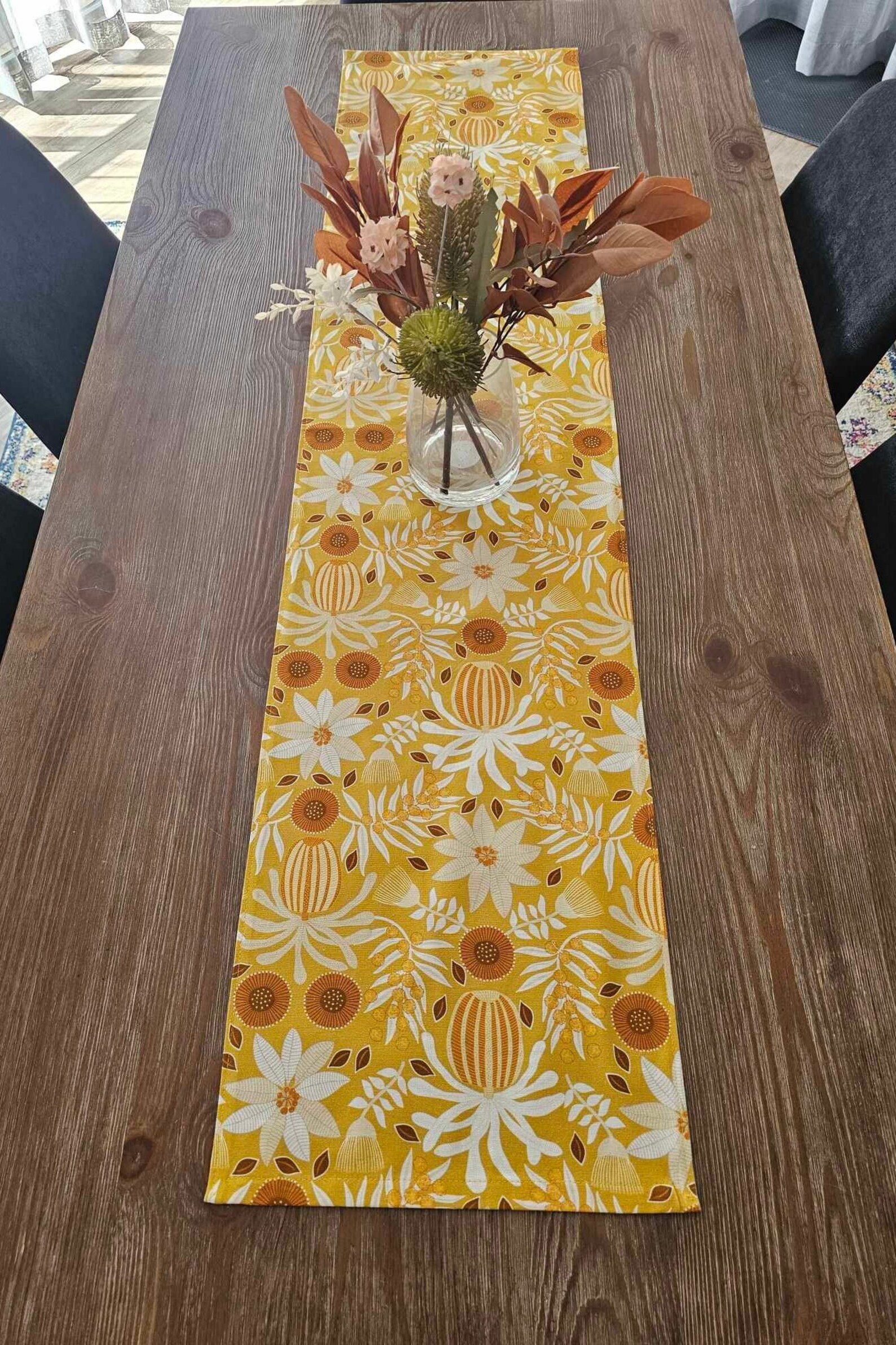 Mustard Wattle Cotton Canvas Table Runner: Australian Native Design - Etsy
