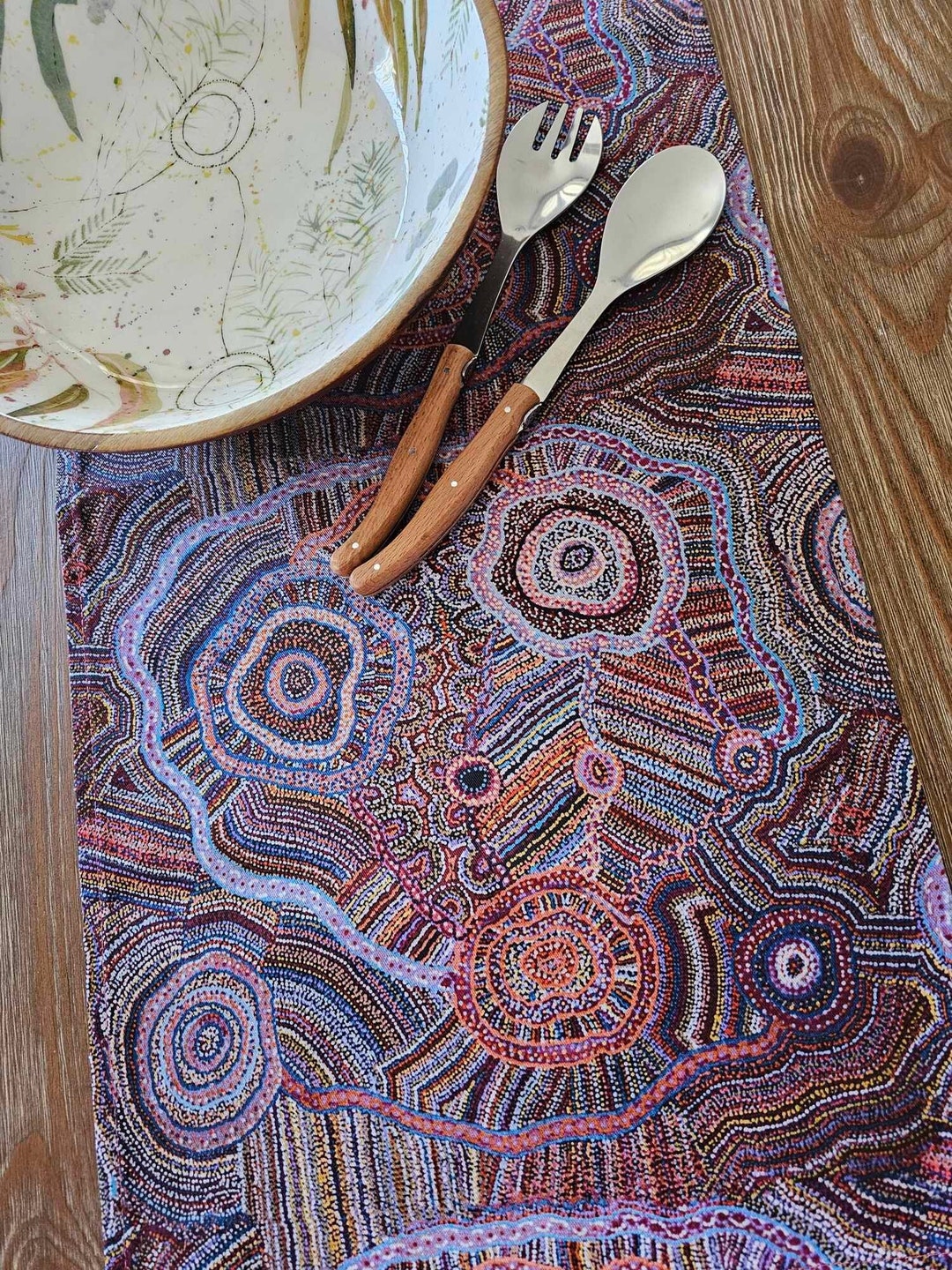 Table Runner Aboriginal Artwork Water Dreaming Side Board Runner ...