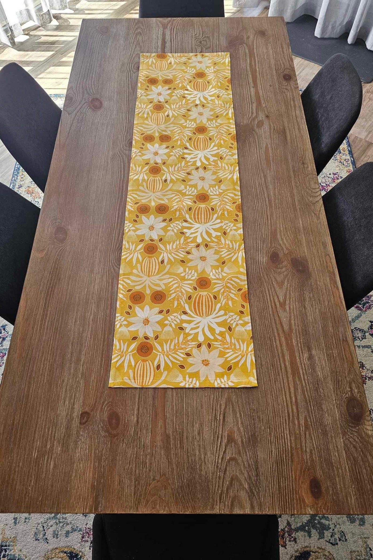 Mustard Wattle Cotton Canvas Table Runner: Australian Native Design - Etsy
