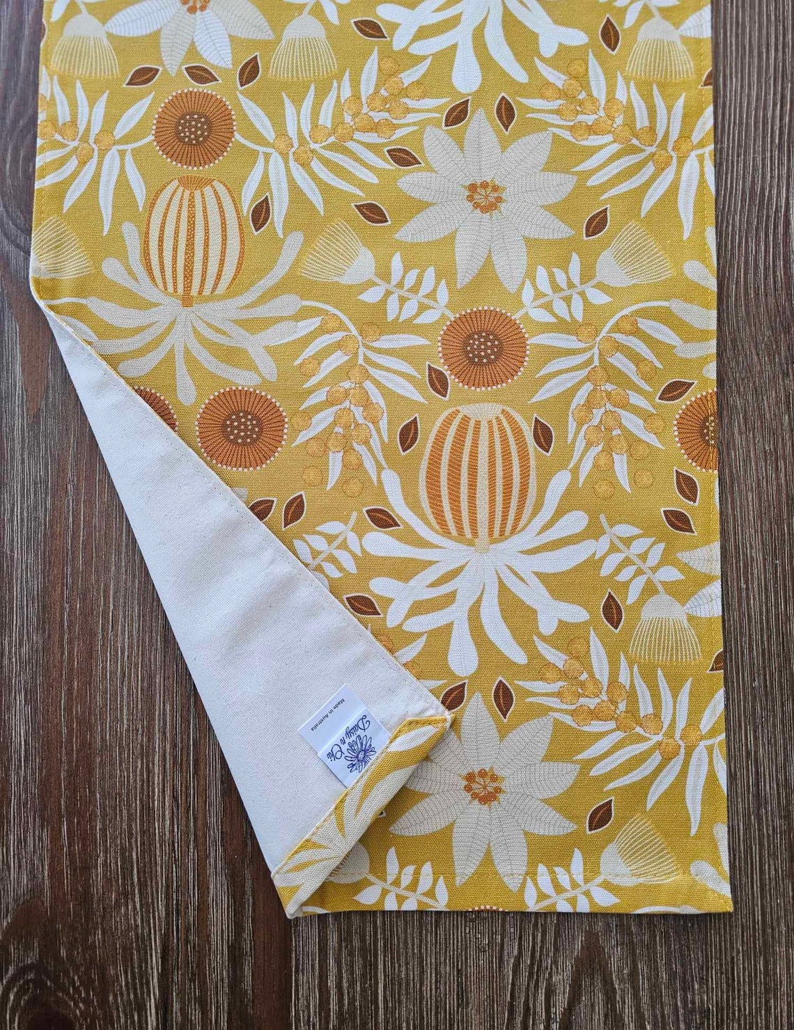 Mustard Wattle Cotton Canvas Table Runner: Australian Native Design - Etsy