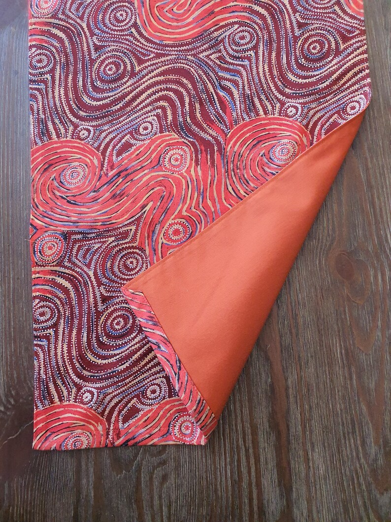 Handmade Cotton Canvas Table Runner: Aboriginal Mina Mina Dreaming Art ...