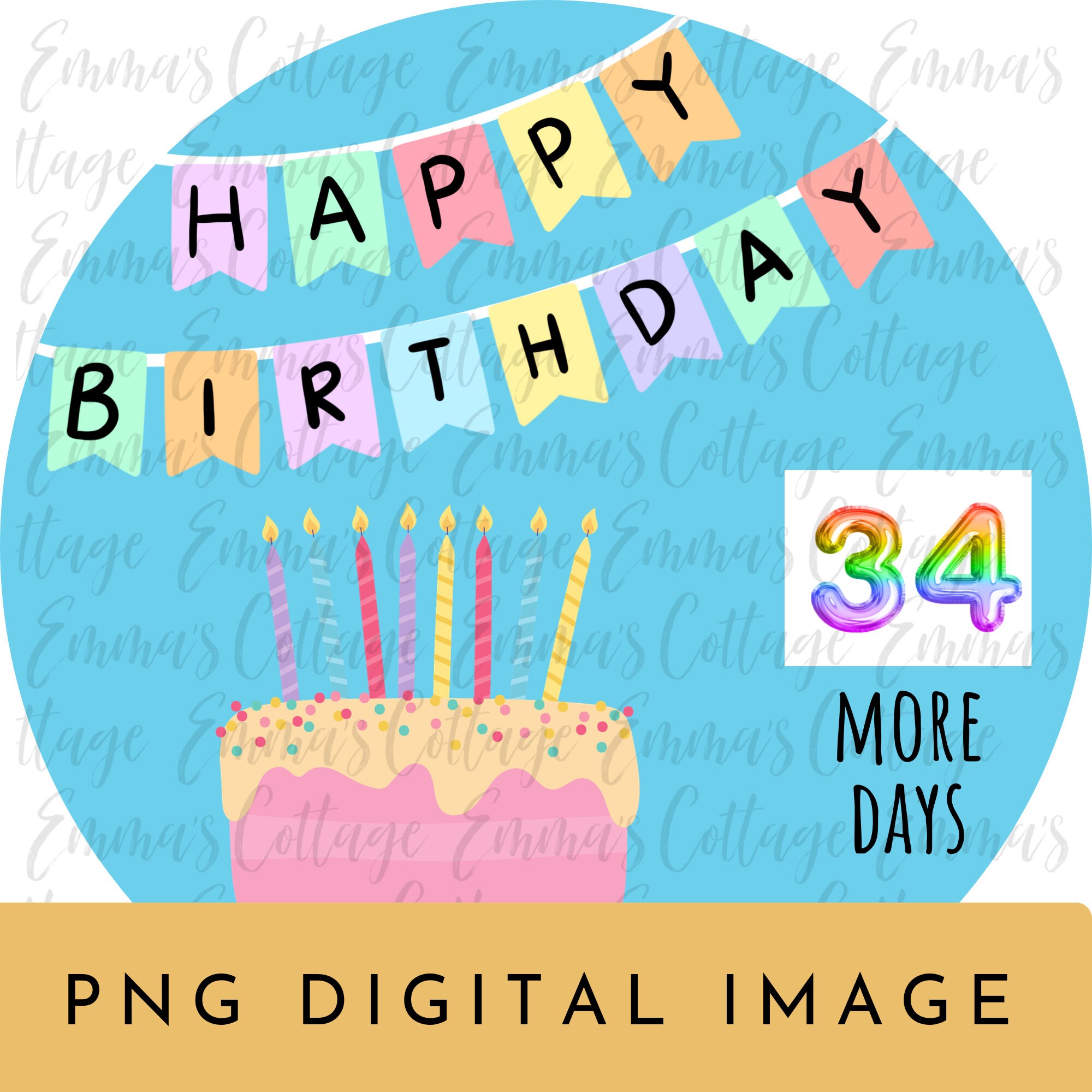 Happy Birthday Countdown Blue PNG Birthday Countdown Image Instant ...