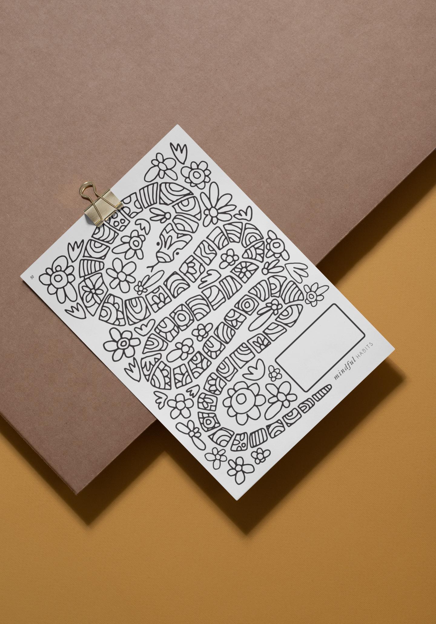 Habit Tracker for Kids Coloring Snake Printable 90-day Challenge Goal ...