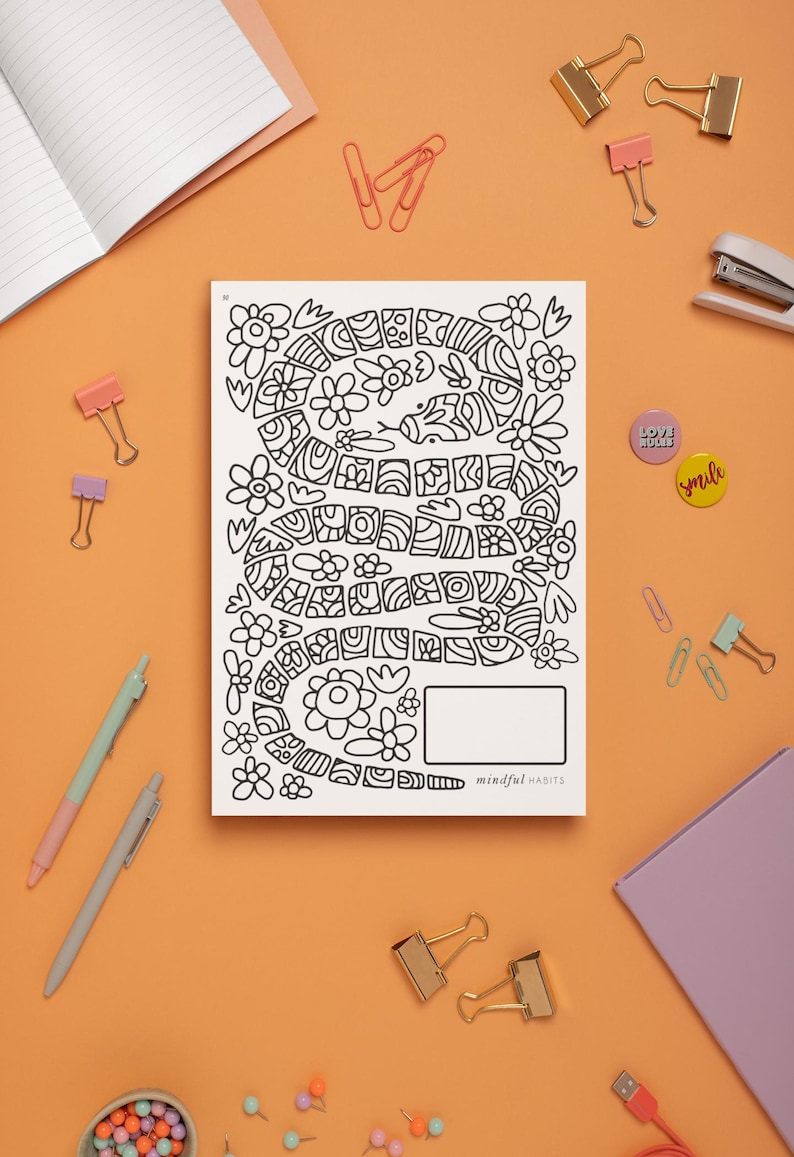 Habit Tracker for Kids Coloring Snake Printable 90-day Challenge Goal ...