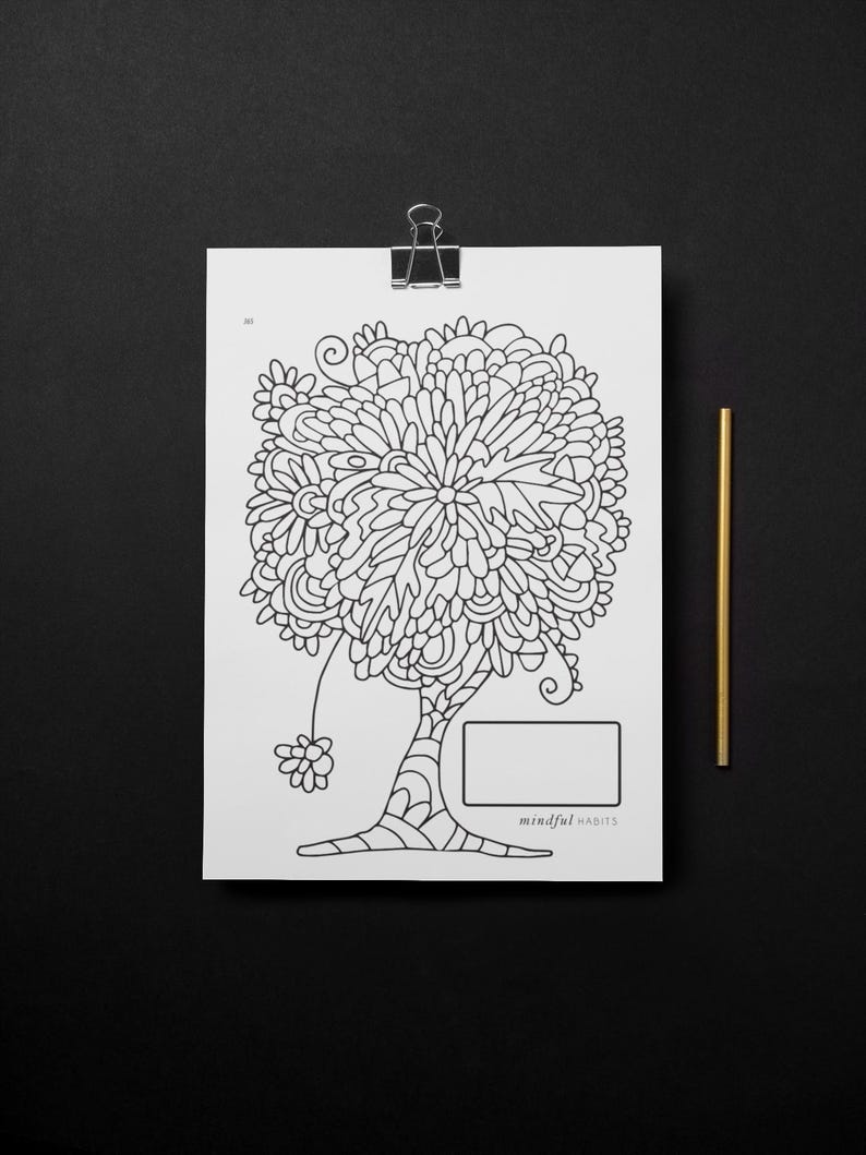 Coloring TREE 365-day Habit Tracker & Goal Setting Printable PDF | A4 ...