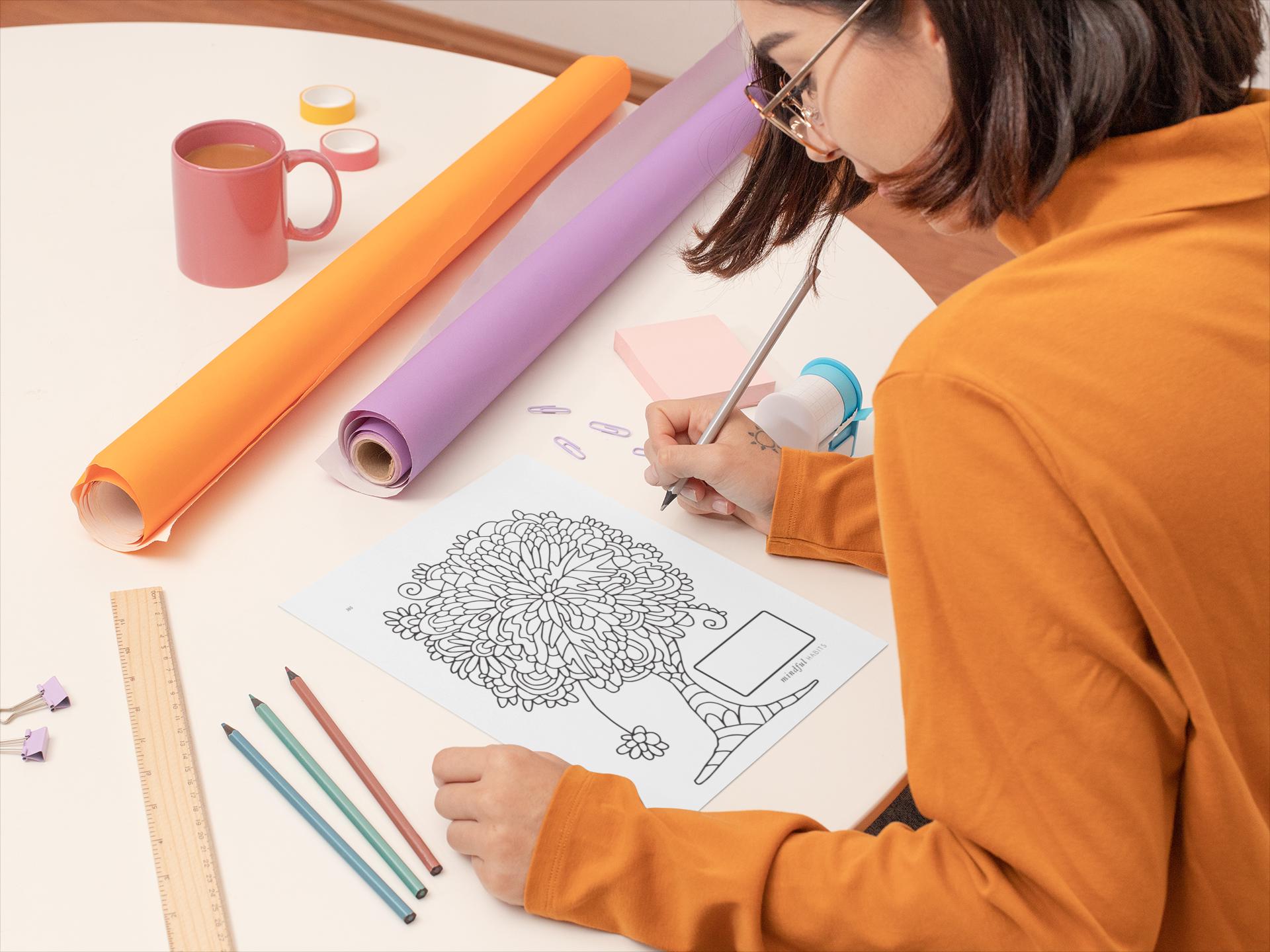 Coloring TREE 365-day Habit Tracker & Goal Setting Printable PDF | A4 ...