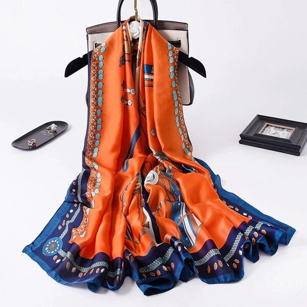 Blue Silk Scarf - Etsy