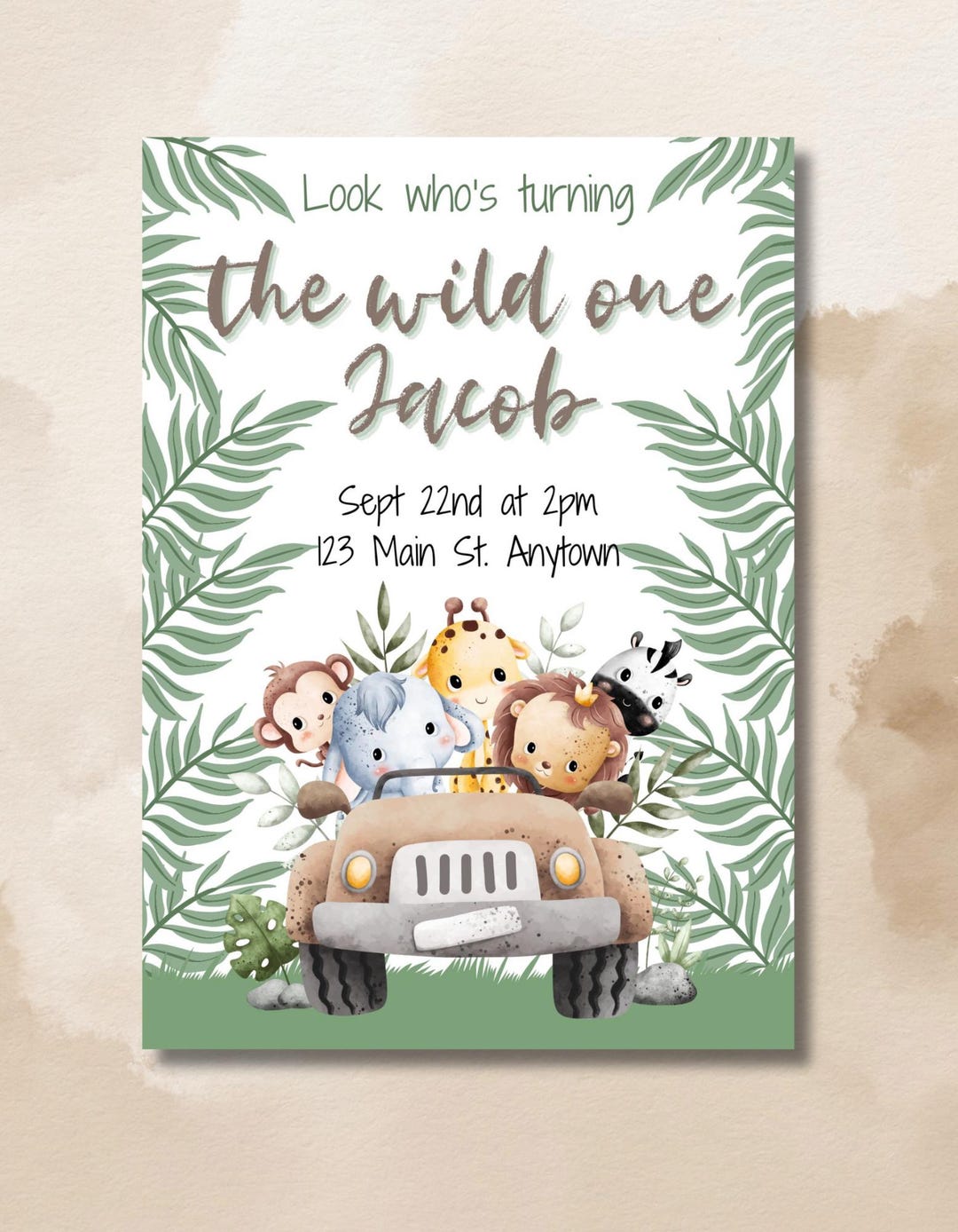 PRINTABLE Jungle Birthday Invitations Birthday Boy Jungle Invites - Etsy