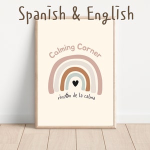 Calm Corner Sign for Spanish Classroom Decor, Printable Calming Corner ...