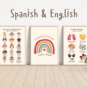 Set of 3 Educational Posters,bilingual Spanish Emotion,calming Corner ...