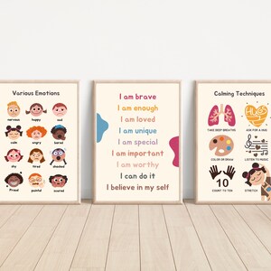 Set of 3 Calm Down Corner for Kids, Learn Feelings, Printable Emotional ...