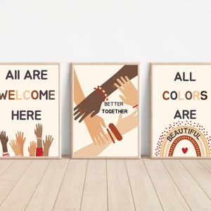Diversity Art Set, All Are Welcome Here, Classroom Decor for Kids ...