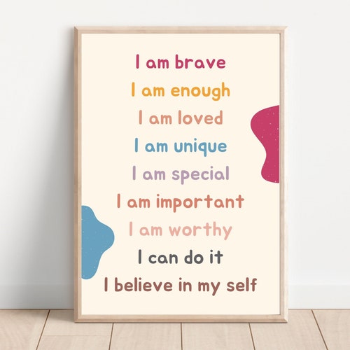 Positive Affirmation Poster for Kids Affirmations in Neutral - Etsy