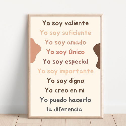 Positive Spanish Boho Affirmation Poster for Kidsmotivational - Etsy