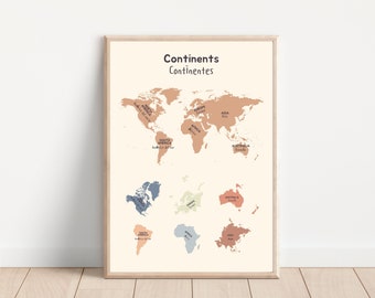 Spanish World Map Poster - Etsy