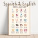 Bilingual Spanish Numbers 20 Poster, Printable, English to Spanish ...