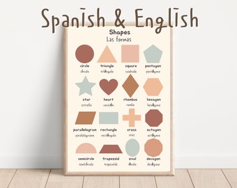 Shapes Educational Bilingual Spanish Poster Printable English | Etsy