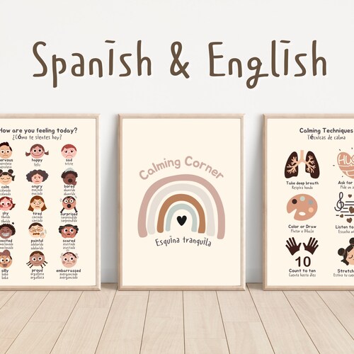 Set of 3 Educational Postersbilingual Spanish Emotioncalming | Etsy