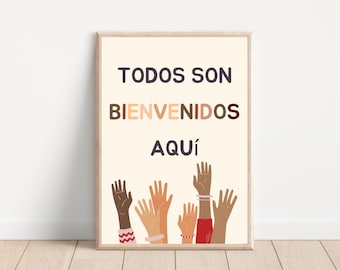 Spanish Classroom Decor All Are Welcome Here Diversity | Etsy