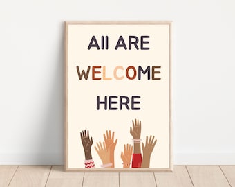 Spanish Classroom Decor All Are Welcome Here Diversity | Etsy