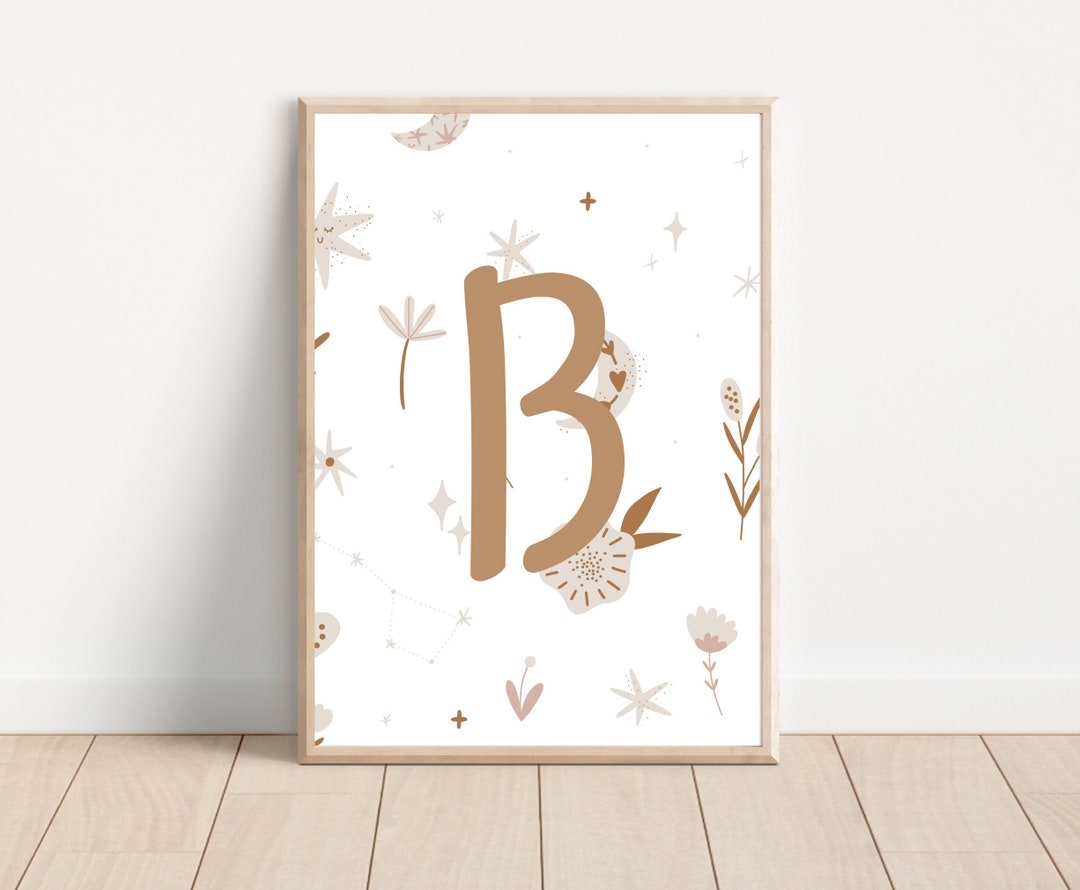 Boho Monogram B Letter Print,custom Initial B, Personalized Letter Boho ...