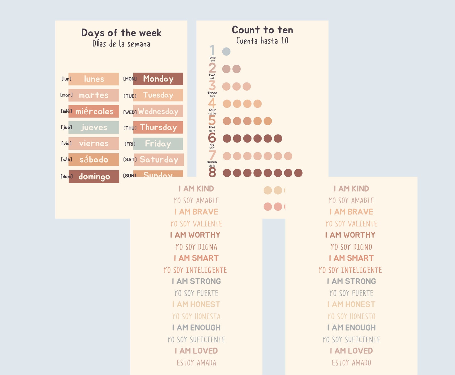 Bilingual Spanish Educational Posters Set for Kids and - Etsy