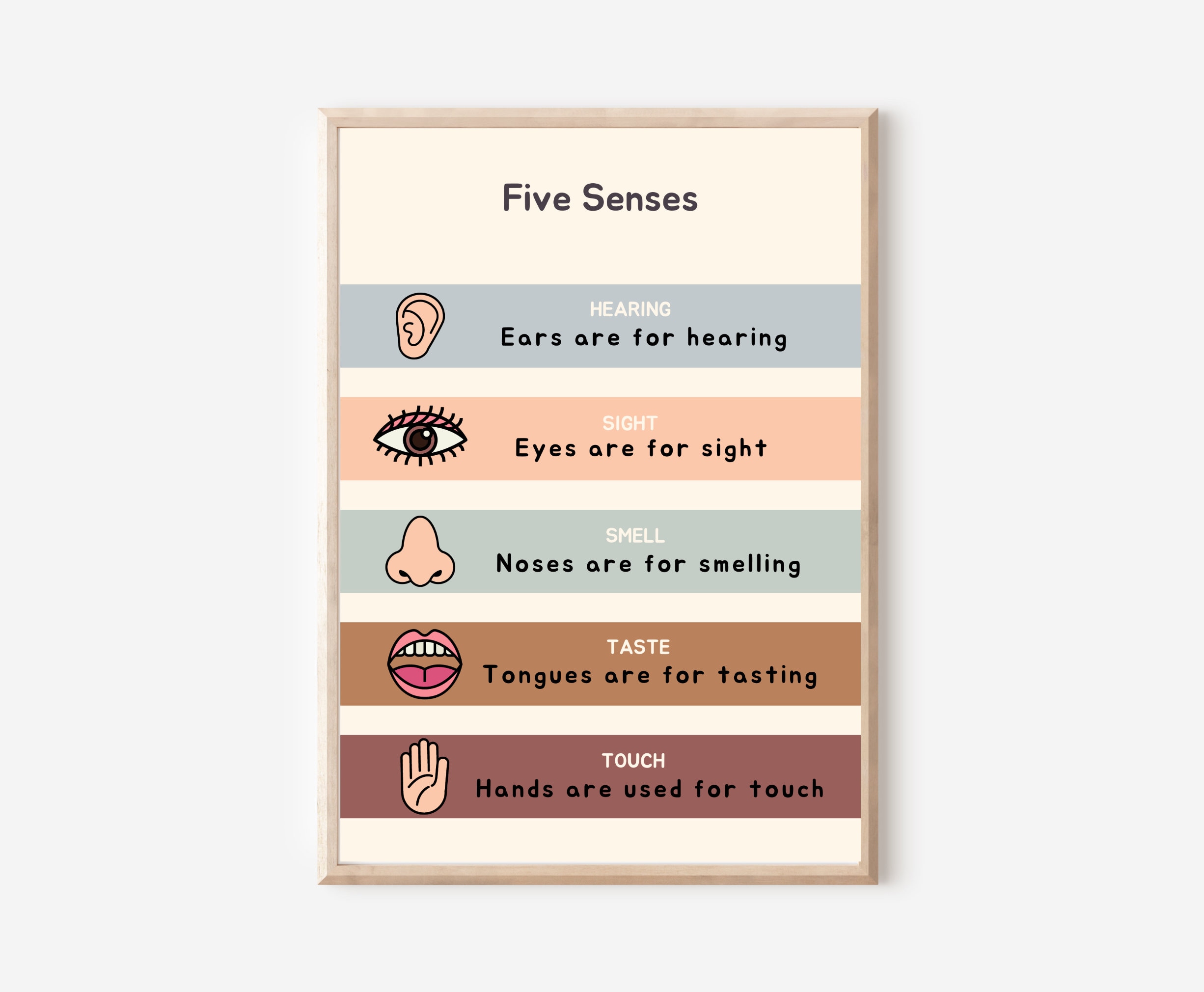 Five Senses Printable Educational Poster for Kidsclassroom | Etsy