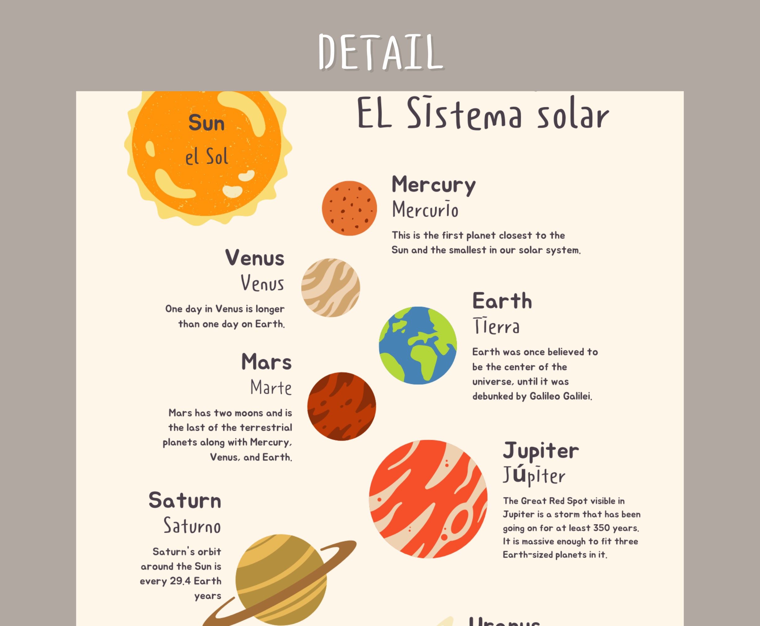 Bilingual Spanish Solar System Poster Educational Poster - Etsy