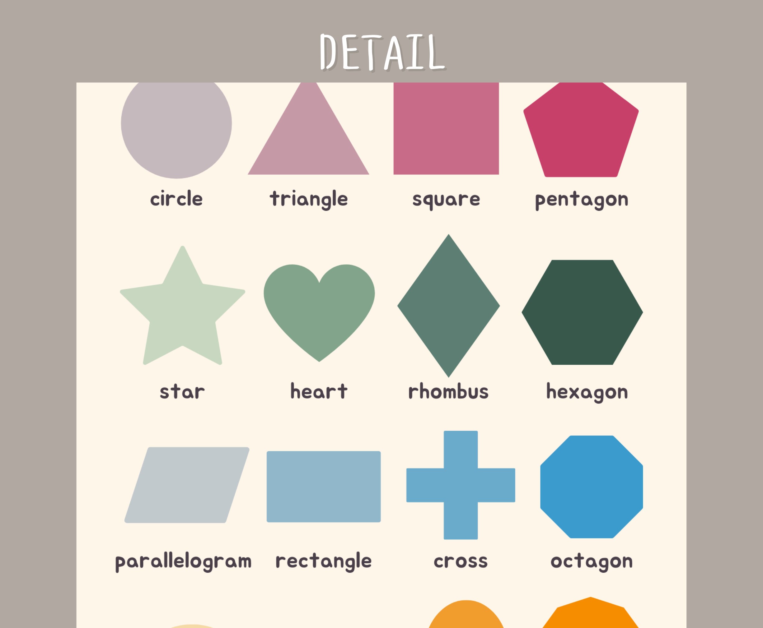 Set of 3 Educational Posters Math Shapes Multiplication - Etsy