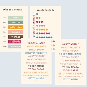 Spanish Educational Posters Set for Playroom and Kids and Toddlers ...