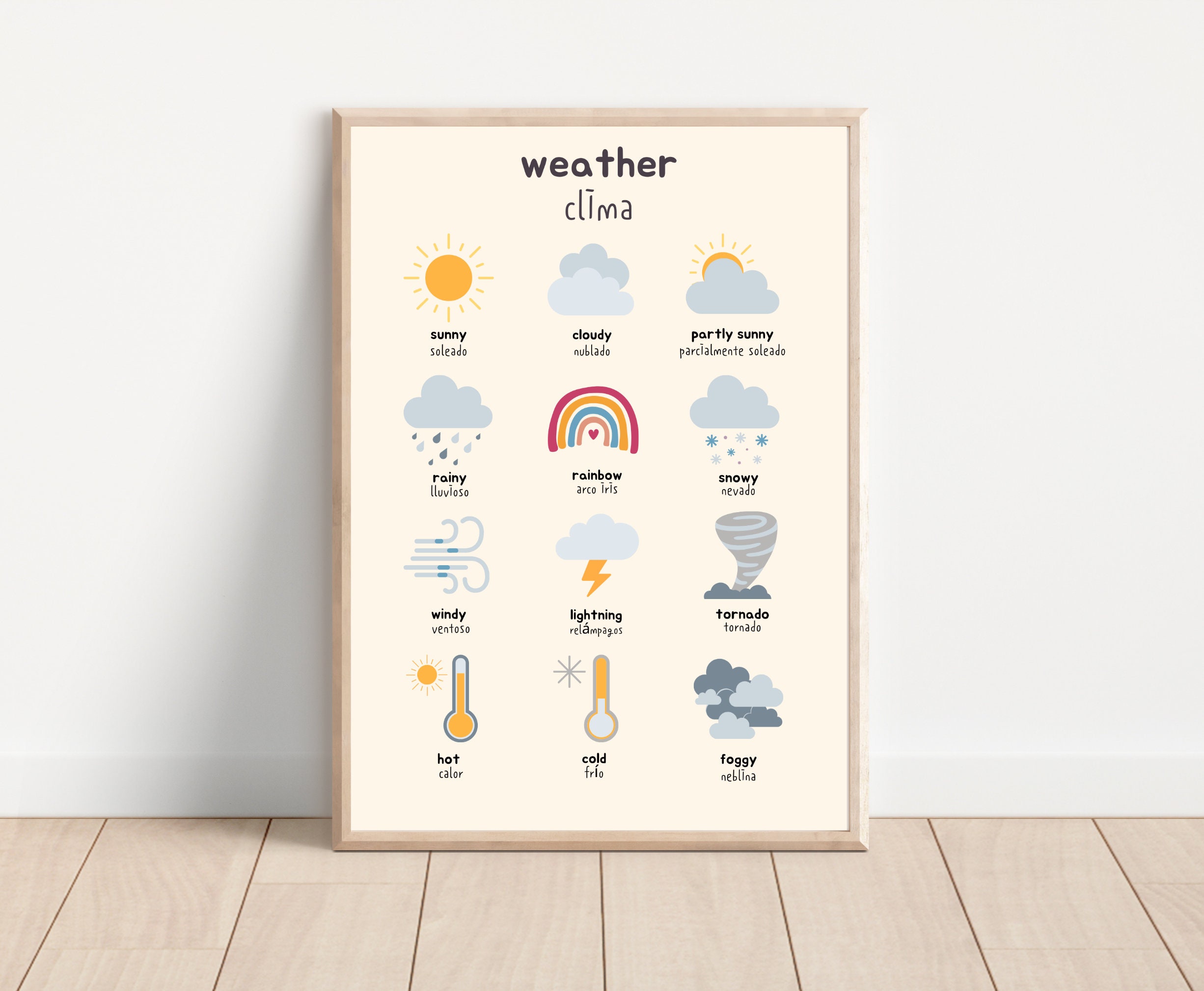 Bilingual Spanish Weather Chart Poster El Clima Climate - Etsy