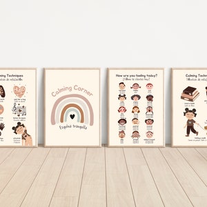Set of 4 Educational Posters,bilingual Spanish Emotion,calming Corner ...