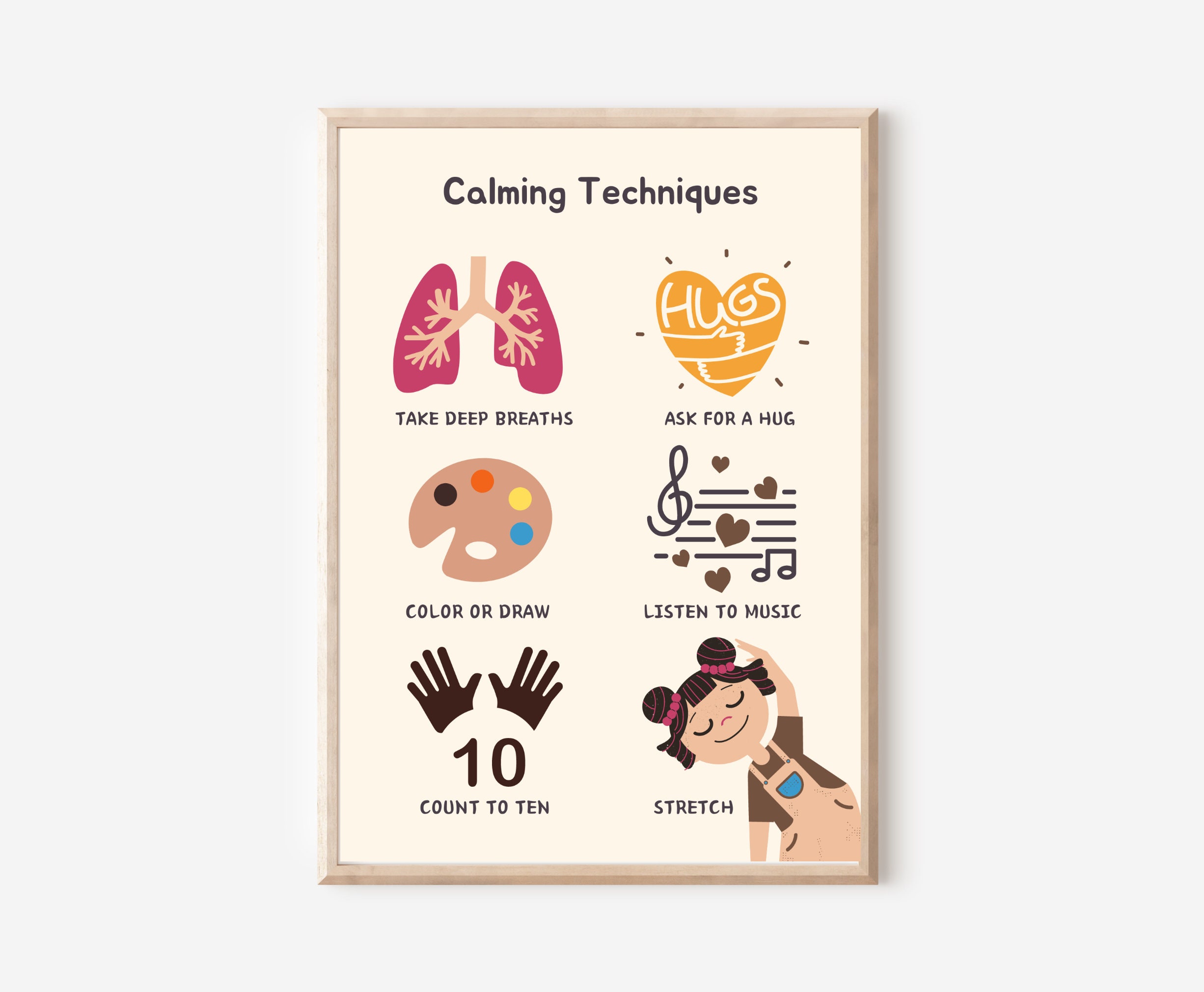 Calming Techniques Chart Poster Calming Corner for Preschool | Etsy