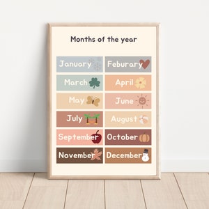Months Poster,months of the Year Poster,digital Download Poster,boho ...