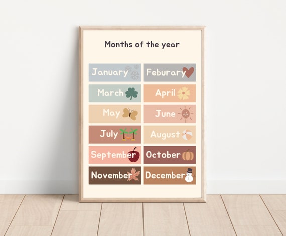 Months Postermonths of the Year Posterdigital Download - Etsy