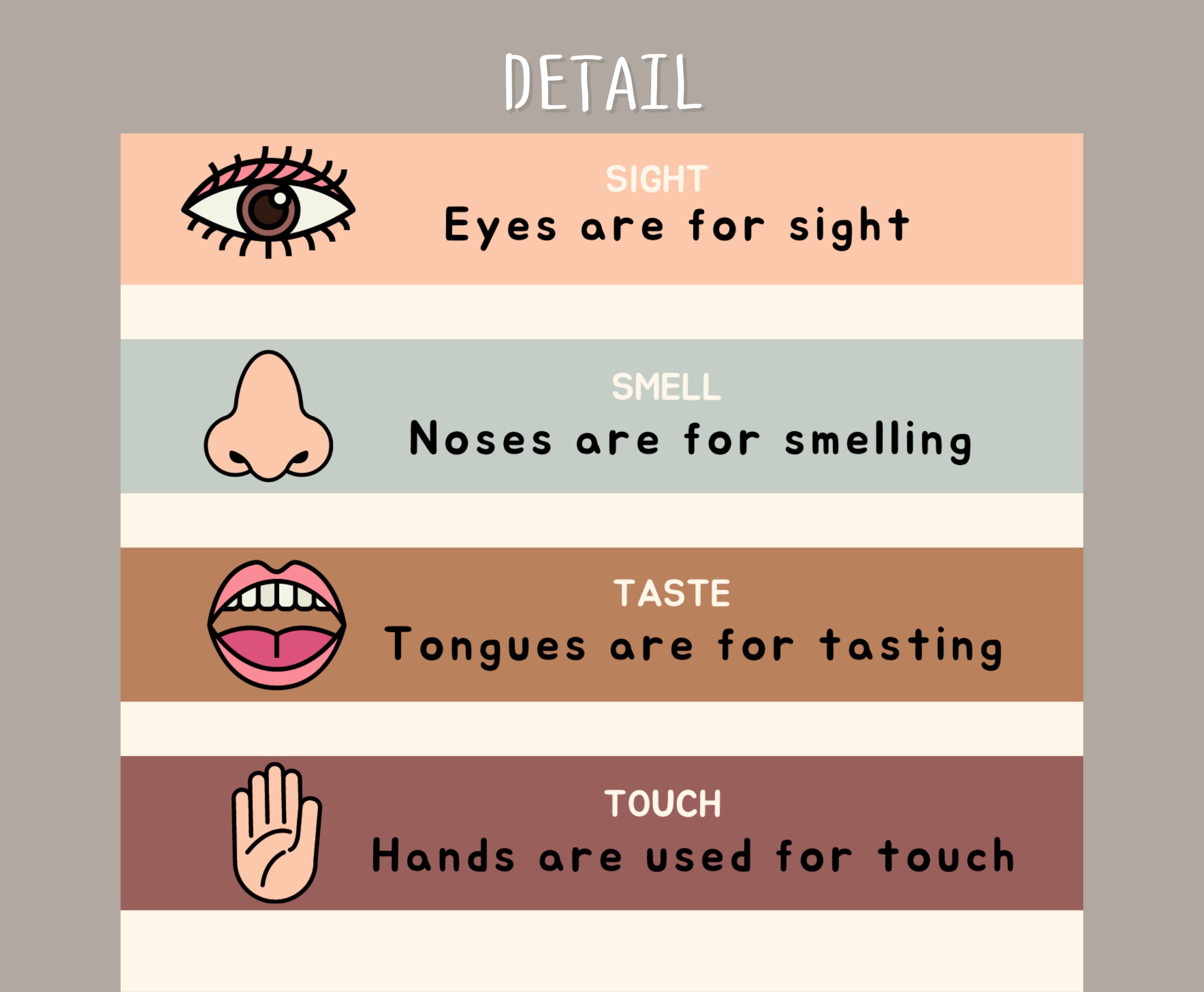 Five Senses Printable Educational Poster for Kidsclassroom | Etsy Canada