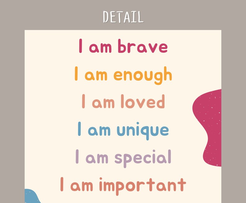 Positive Affirmation Poster for Kids Affirmations in Neutral | Etsy