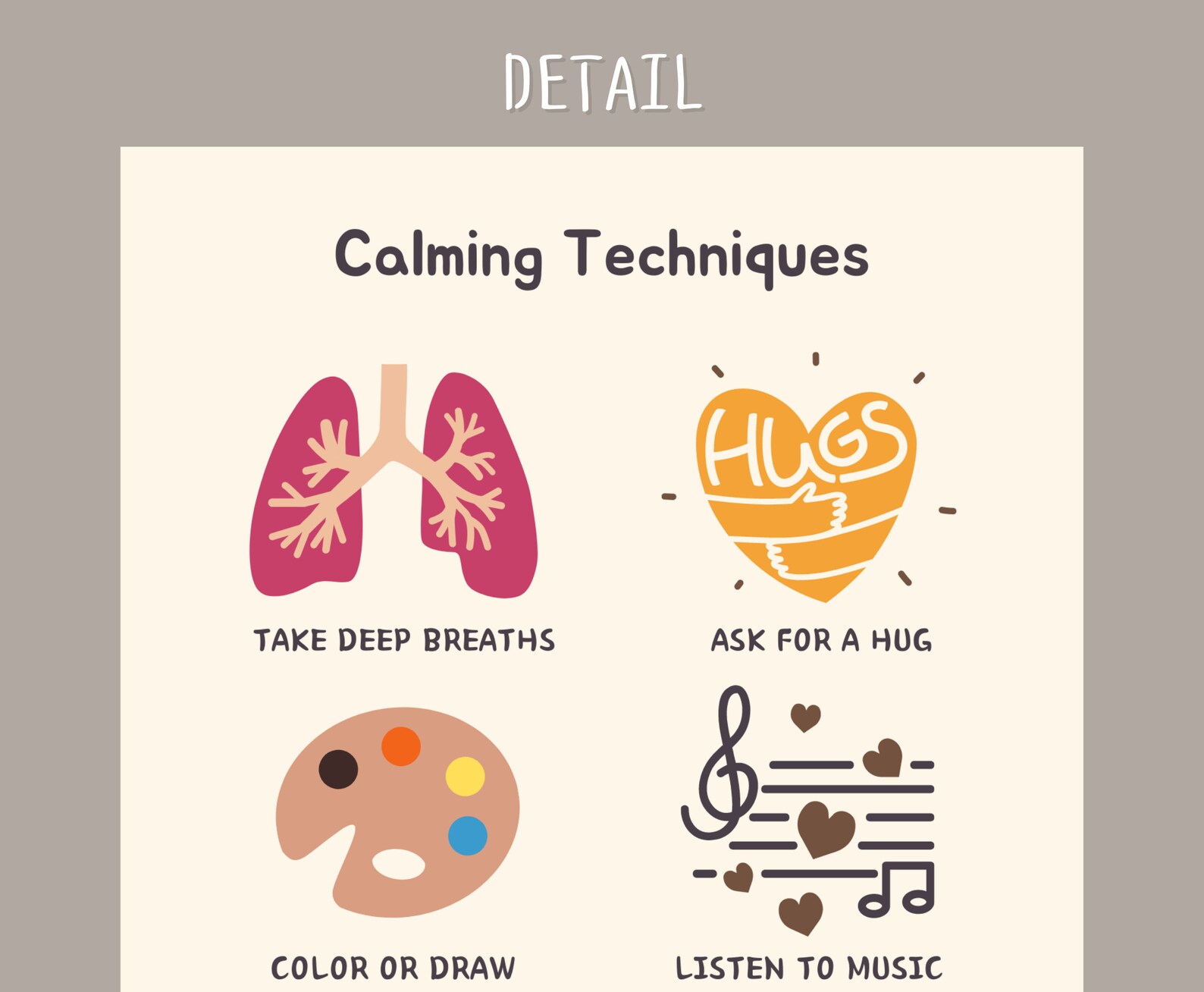 Calming Techniques Chart Poster Calming Corner for Preschool | Etsy