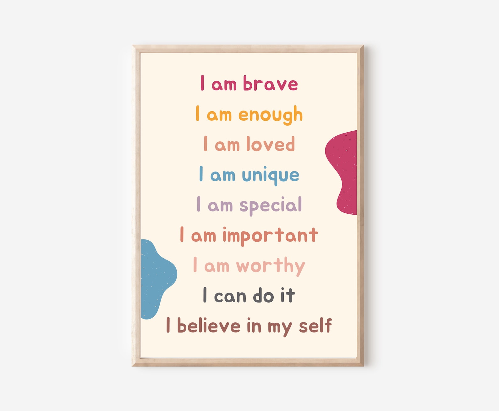 Positive Affirmation Poster for Kids, Affirmations in Neutral Colors ...