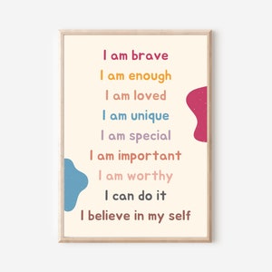 Positive Affirmation Poster for Kids, Affirmations in Neutral Colors ...