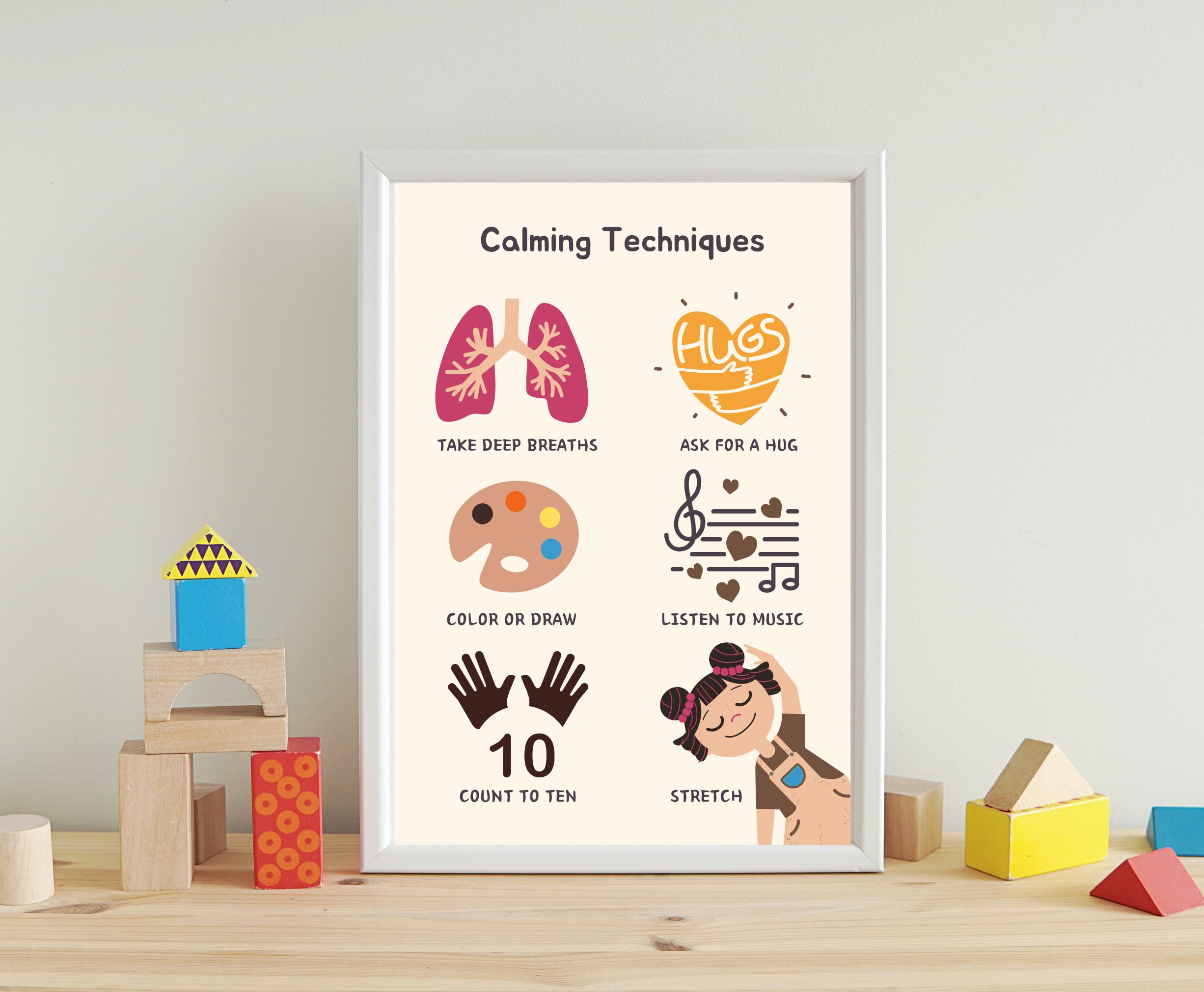 Calming Techniques Chart Poster Calming Corner for Preschool | Etsy