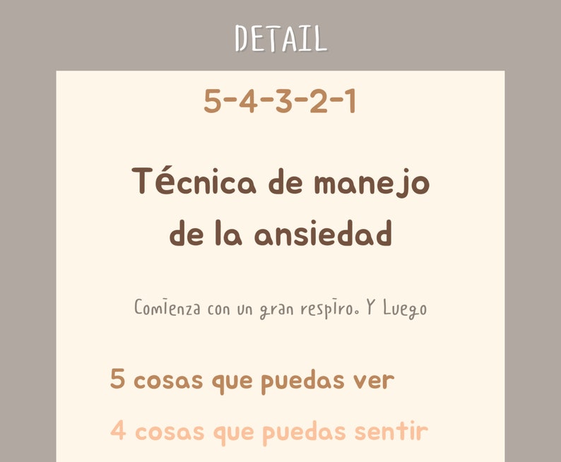 Spanish Grounding Technique Chart Mental Health Digital - Etsy