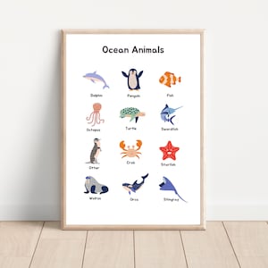Educational Animals Nursery Posters Set,home School Wall Printable ...